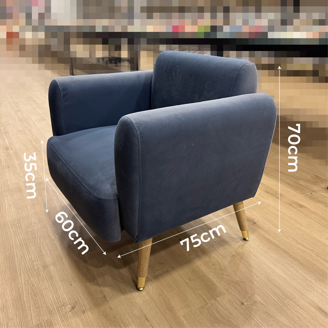 Soft Velvet Small Single Sofa, Furniture & Home Living, Furniture ...