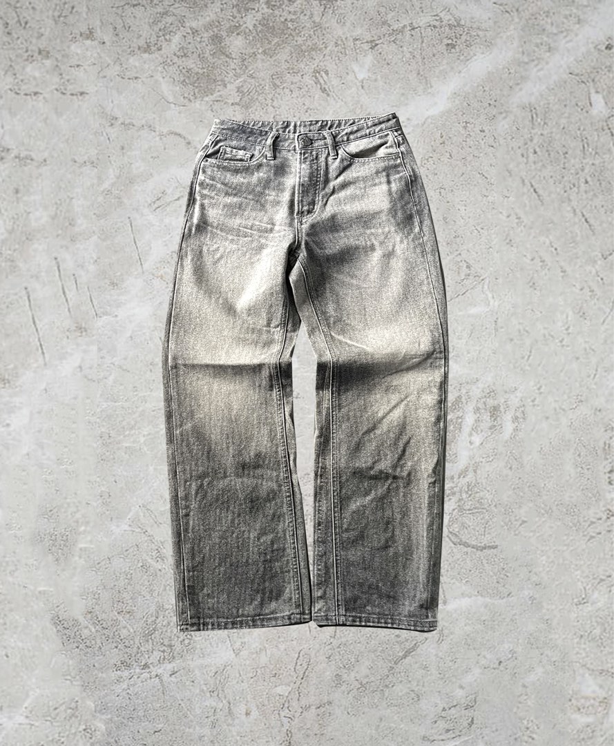 Straight leg fake denim pants (printed wash), Men's Fashion, Bottoms ...