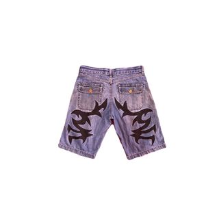 HVY Tribal Spellout Jorts - jeans reworked rework jnco y2k baggy flare ...