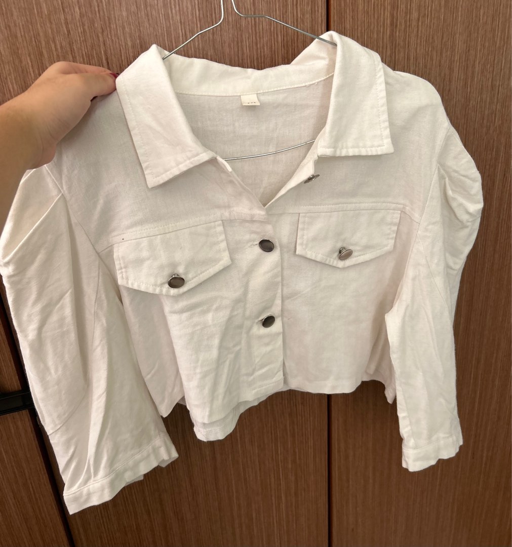 686 M puff sleeve crop top lengan balon crop top outer cardi jaket ...