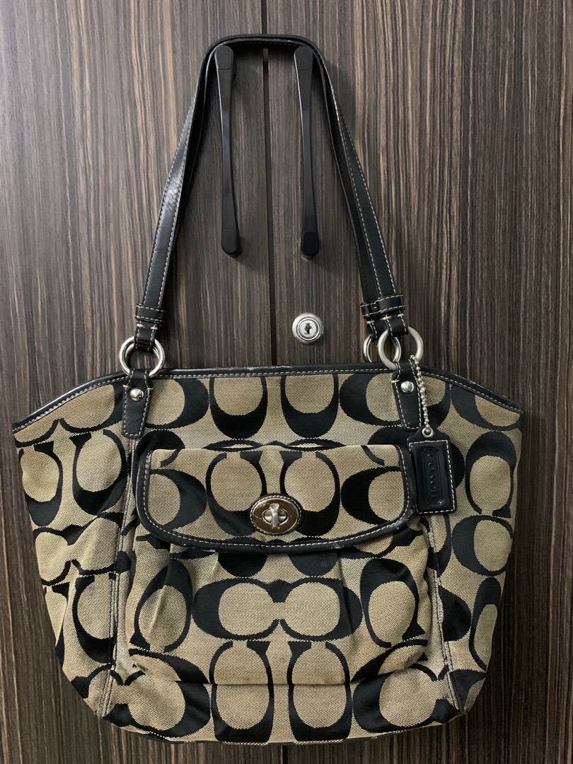 Authentic Coach Leah signature shoulder tote monogram, Luxury, Bags ...