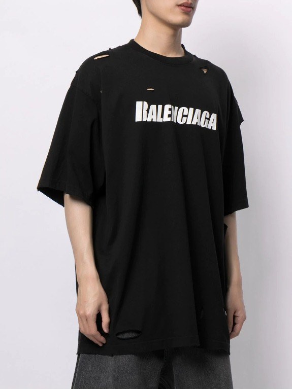 BALENCIAGA Ripped Tee, Luxury, Apparel on Carousell