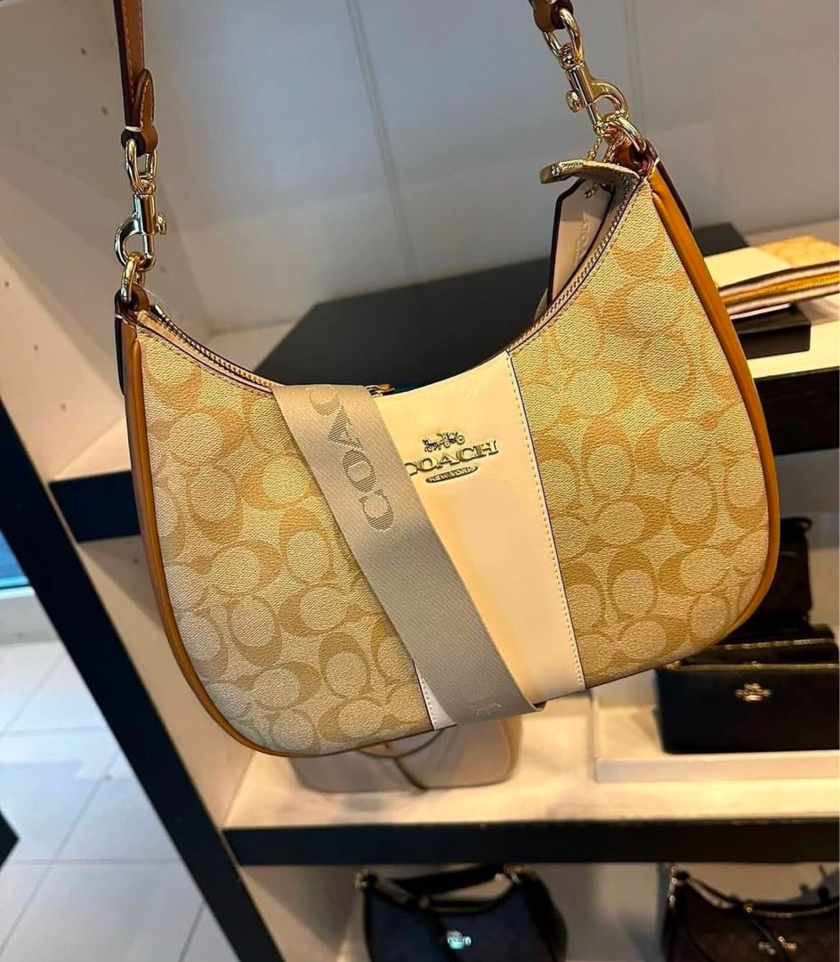 Coach Teri Hobo Bag in Signature Canvas with Stripe, Luxury, Bags & Wallets on Carousell