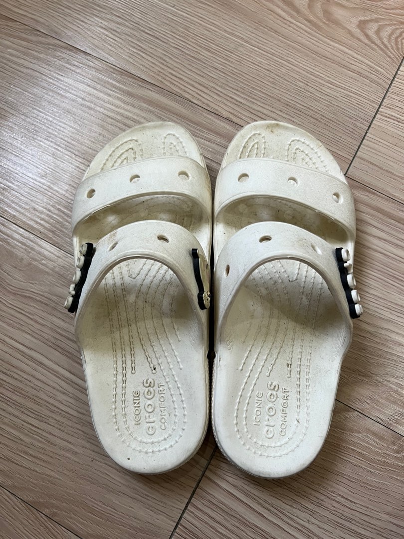 Crocs Classic White Sandals Two Straps, Women's Fashion, Footwear ...