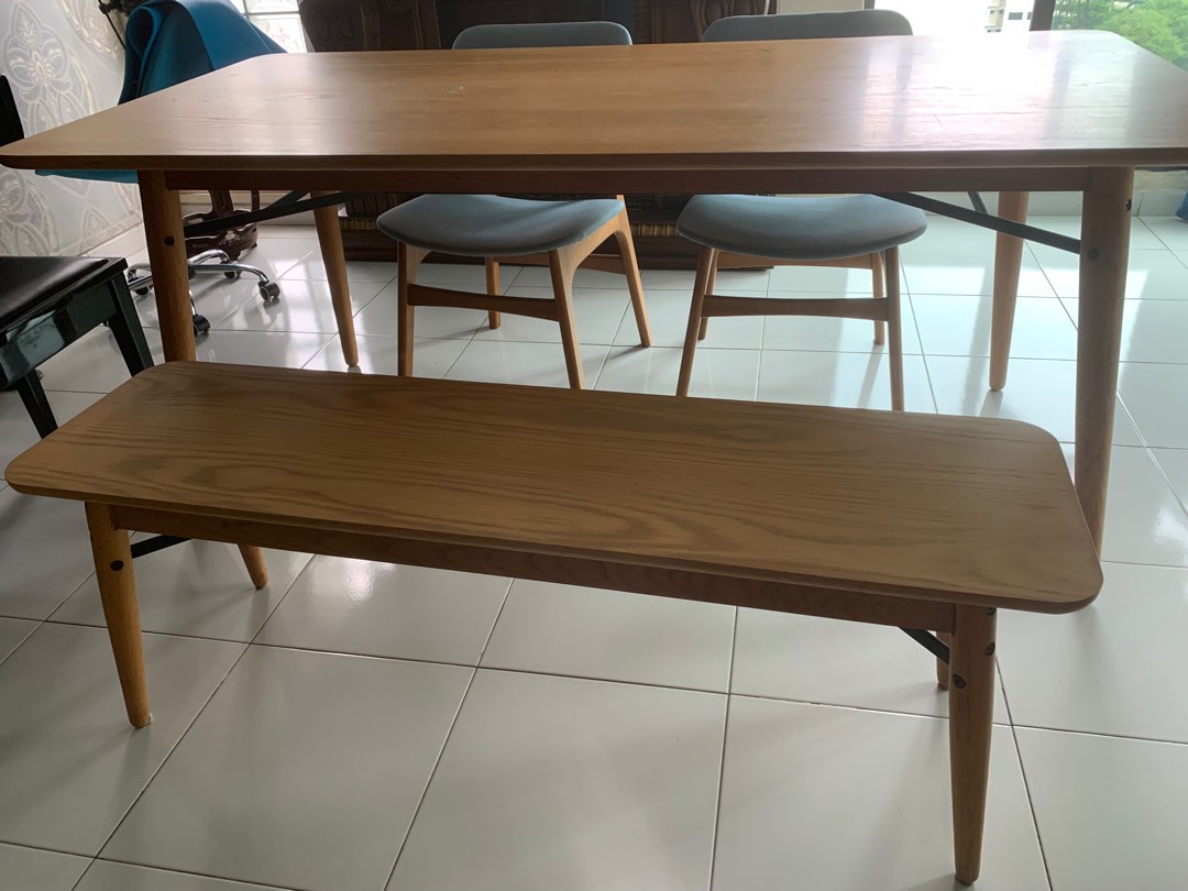 dining table (castlery brand) with bench and 2 chairs, Furniture & Home ...