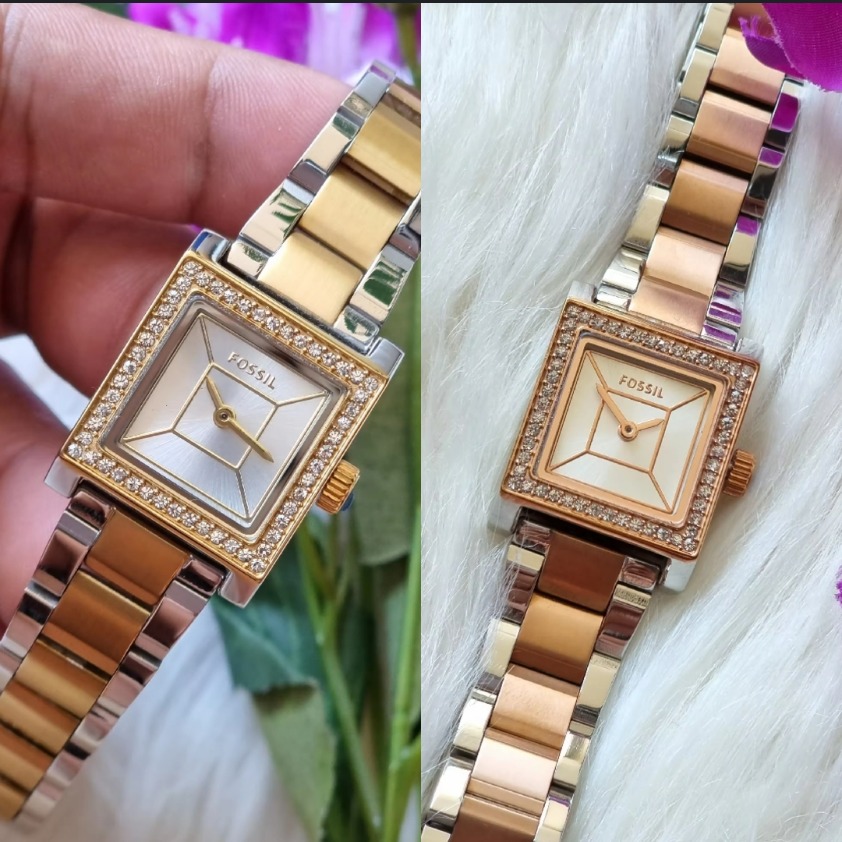 Fossil Edan Two-Hand Watch with Crystal Glitz Bezel in Two-Tone ...