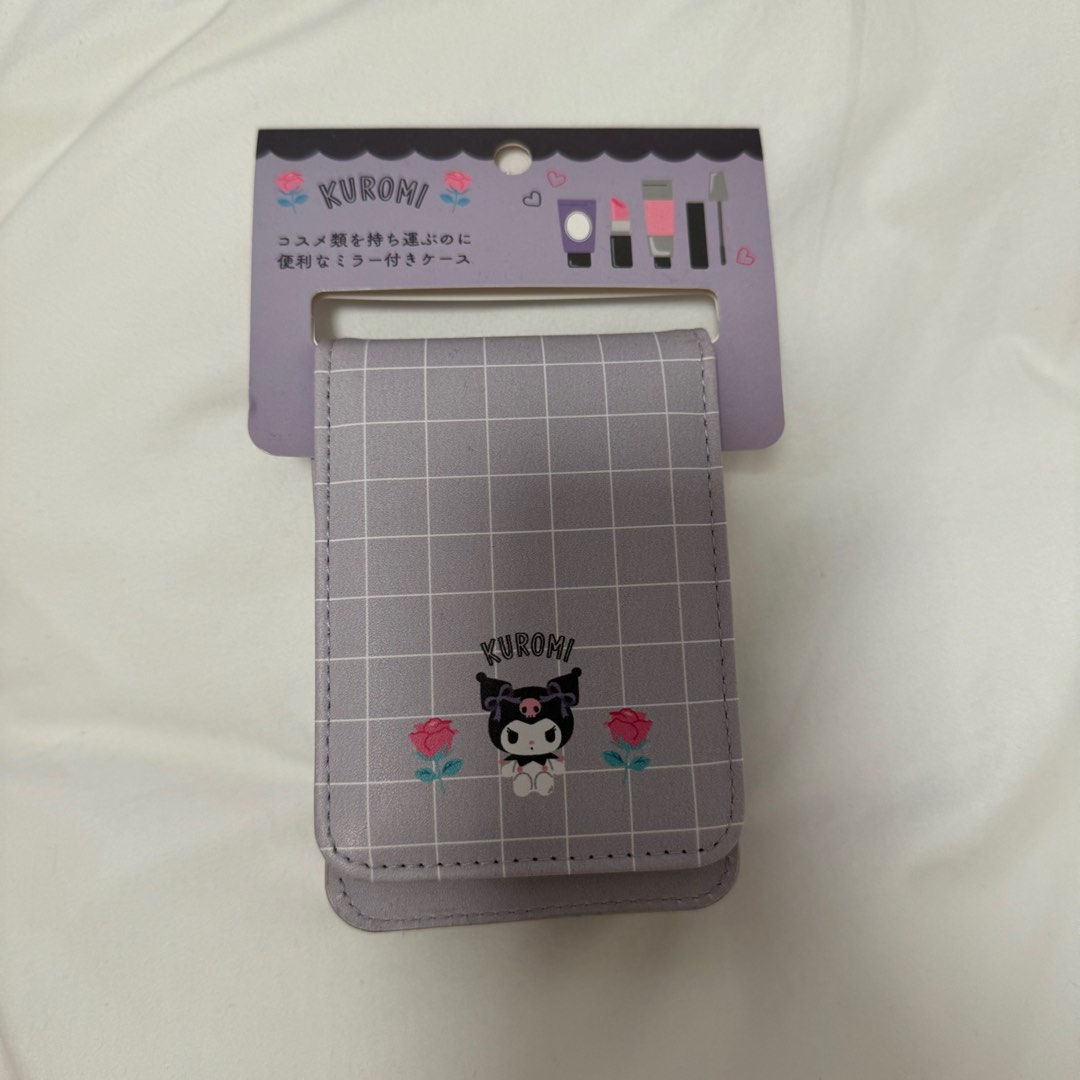 Japan Sanrio Kuromi Makeup Case Bag Pouch with Mirror, Women's Fashion ...