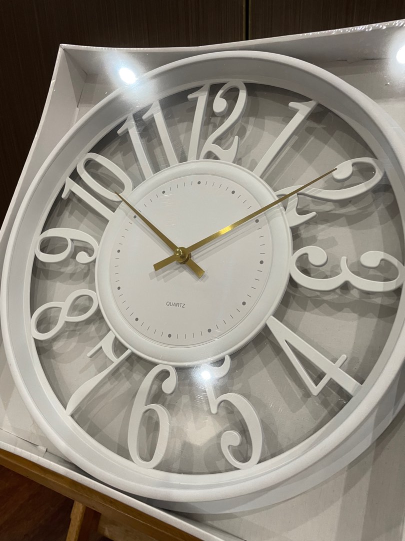Large White Wall Clock/ Jam Dinding besar, Furniture & Home Living ...