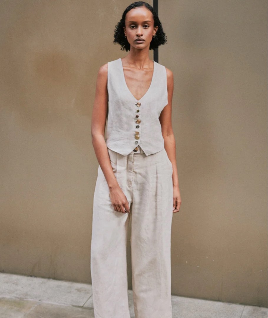 Linen Beige Coordinates/Set, Women's Fashion, Dresses & Sets, Sets or ...
