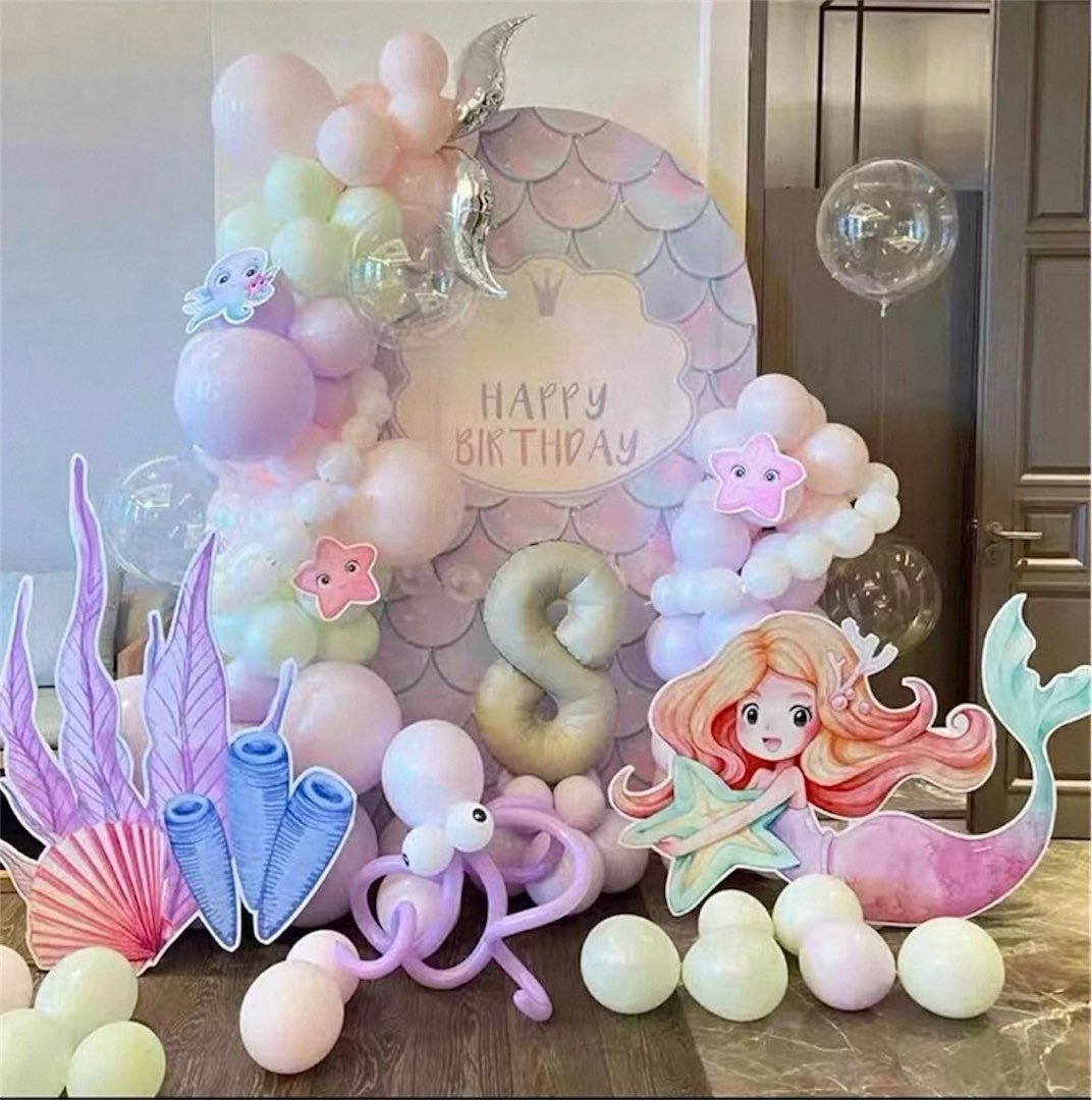 Mermaid theme backdrop decor for birthday 100 days and full month ...