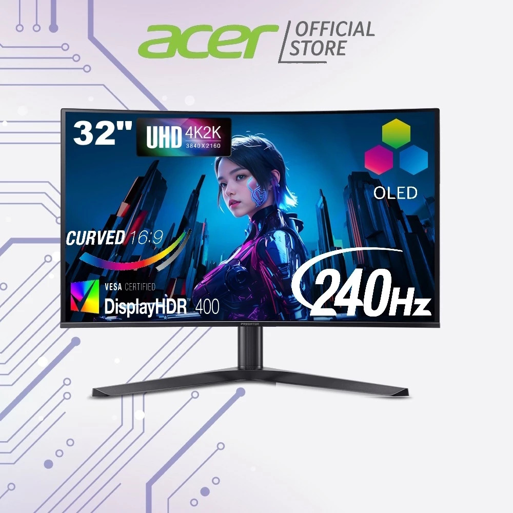[NEW Arrival] Predator X32 X 32-Inches 4K UHD QD-OLED 240Hz Curved Gaming Monitor | VESA ...