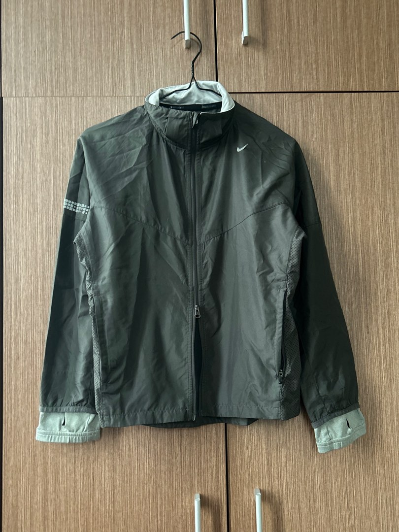 644 Nike running double zipper jaket track sport olga olahraga abu tua ...