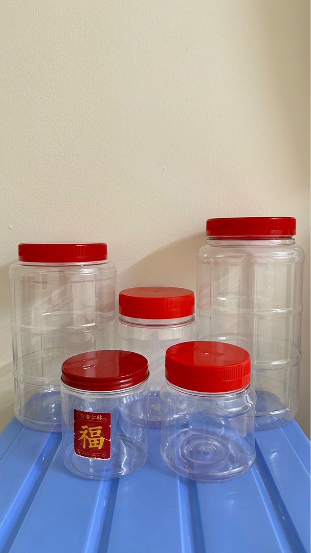 Plastic Jar for CNY (Kuih Raya), Furniture & Home Living, Kitchenware ...