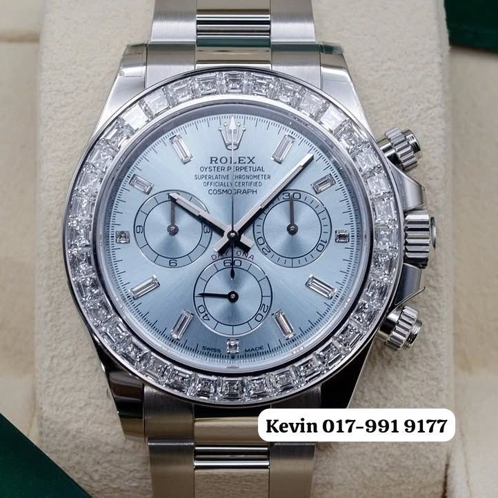 Rolex Daytona 126576TBR Ice Blue Dial Diamond Bezel in Full Platinum ...
