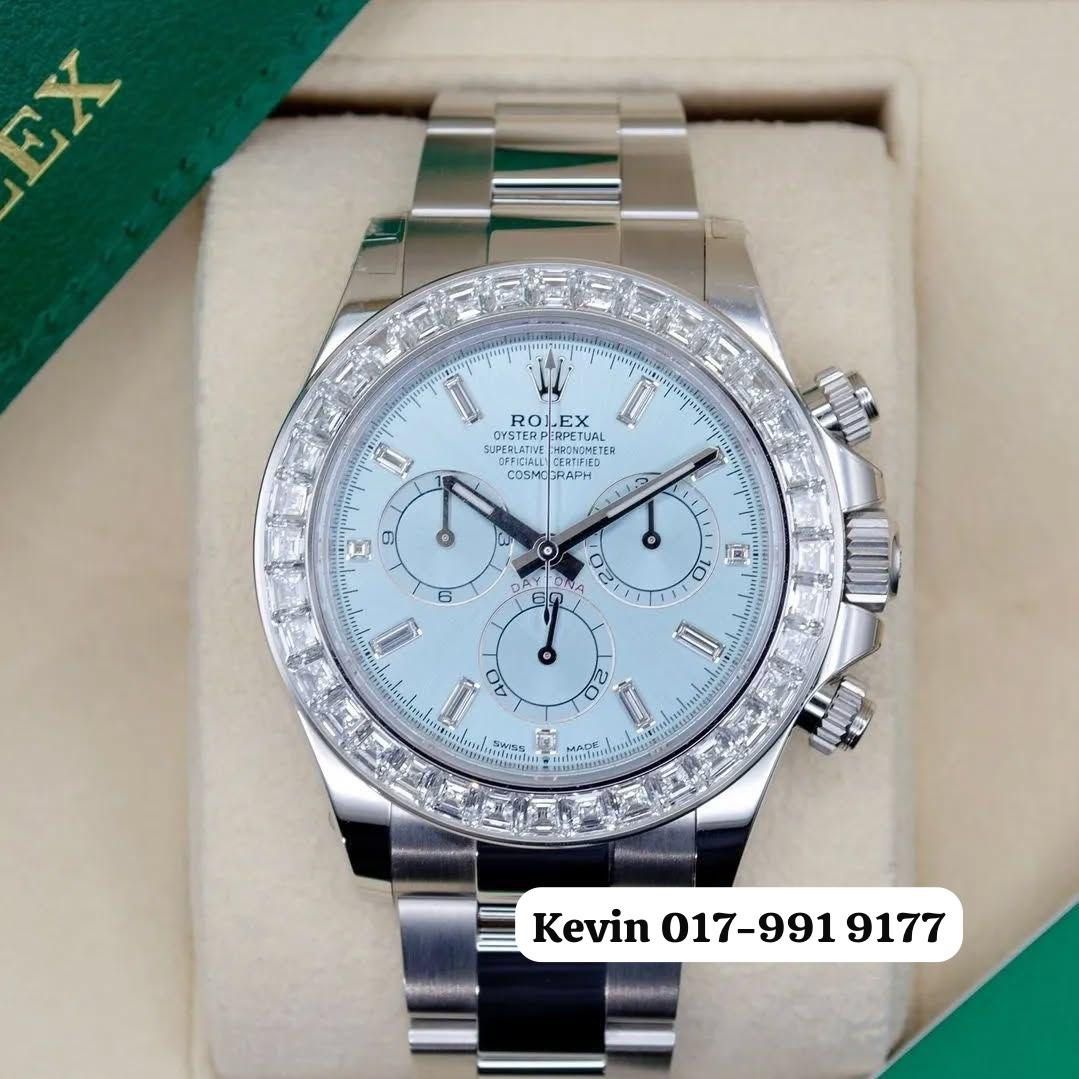 Rolex Daytona 126576TBR Ice Blue Dial Diamond Bezel in Full Platinum ...