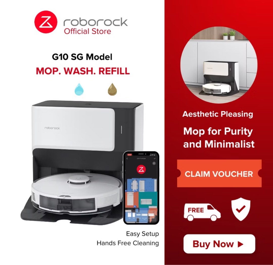 SG Model Roborock G10 Self Washing Refill Dock Mop Robot Vacuum Cleaner ...