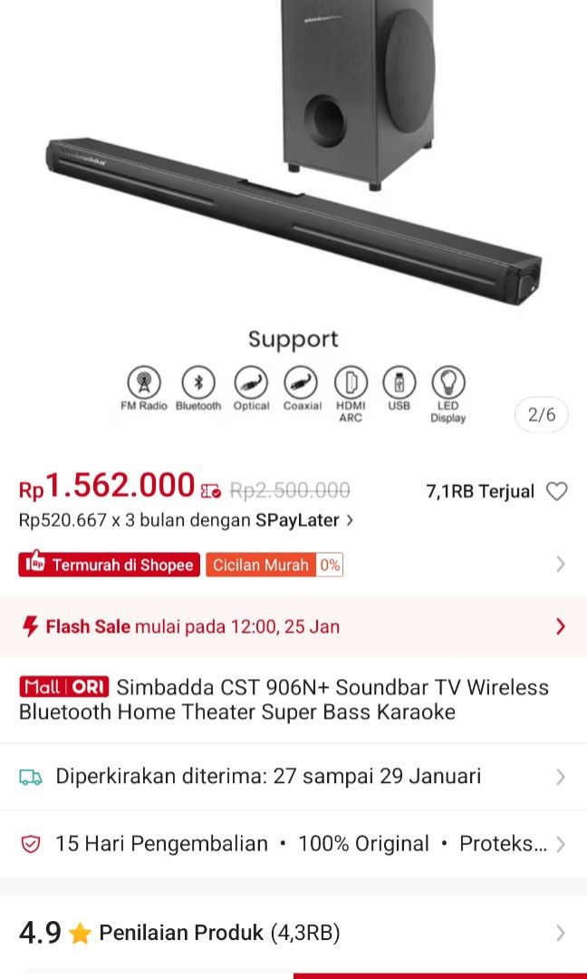 Simbadda CST 906N+ Soundbar TV Wireless Bluetooth Home Theater Super ...