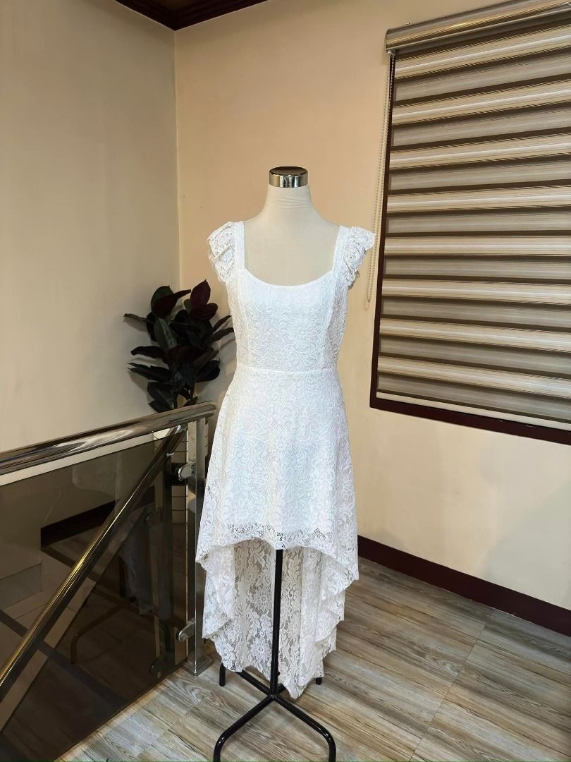 S-XL White Long Back Lace Wedding Dress Civil Wedding Dress White ...
