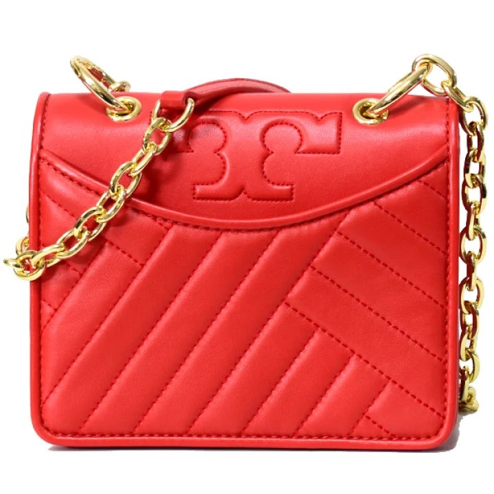 TORY BURCH ALEXA 經典縫線LOGO菱格紋掀開式斜背包 MINI款 #25女王節, 名牌精品, 精品包與皮夾在旋轉拍賣