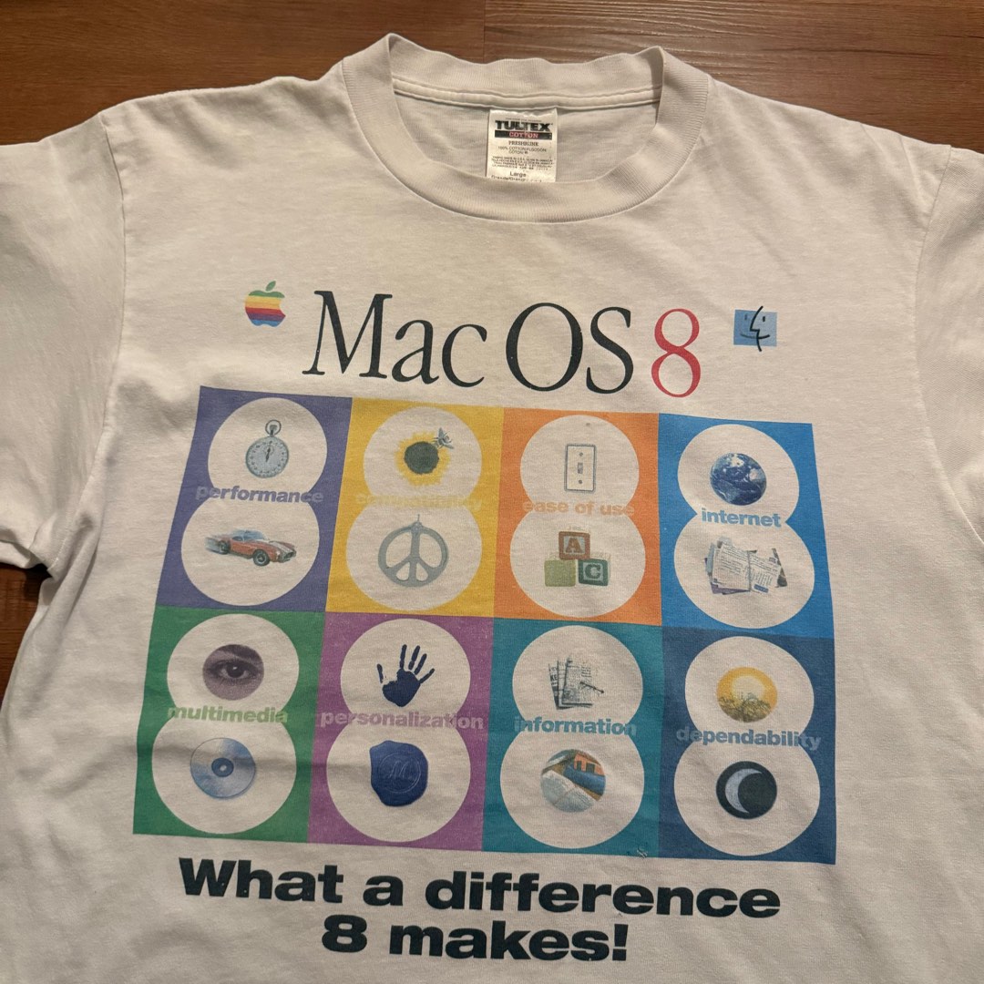 Vintage Apple Mac Os 8 Promo Tee Art worn by Sean Wotherspoon, Men's Fashion, Tops & Sets ...