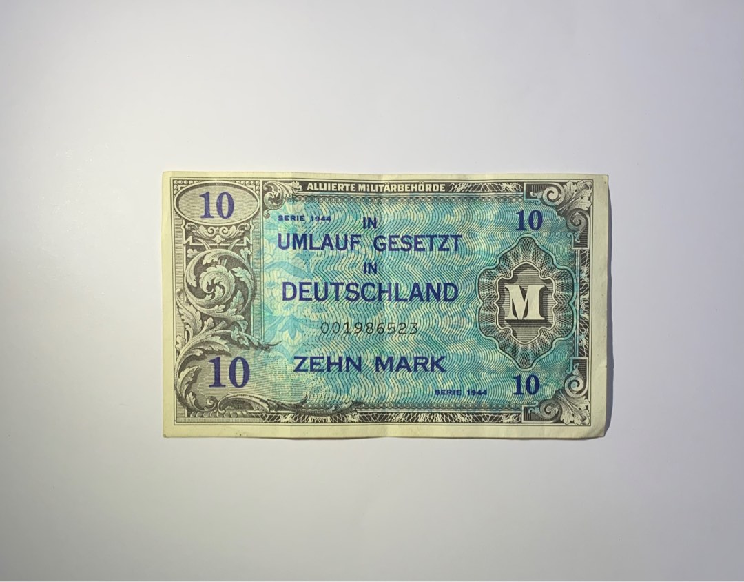 WW2 1944 Occupied Germany Allied Military Currency 10 Reichsmark old ...