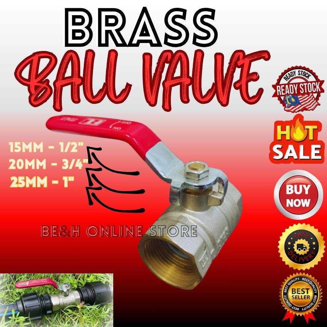 Brass Ball Valve Red Handle STAINLESS STEEL SUS304 Italy PN25 (1/2",3/4 ...