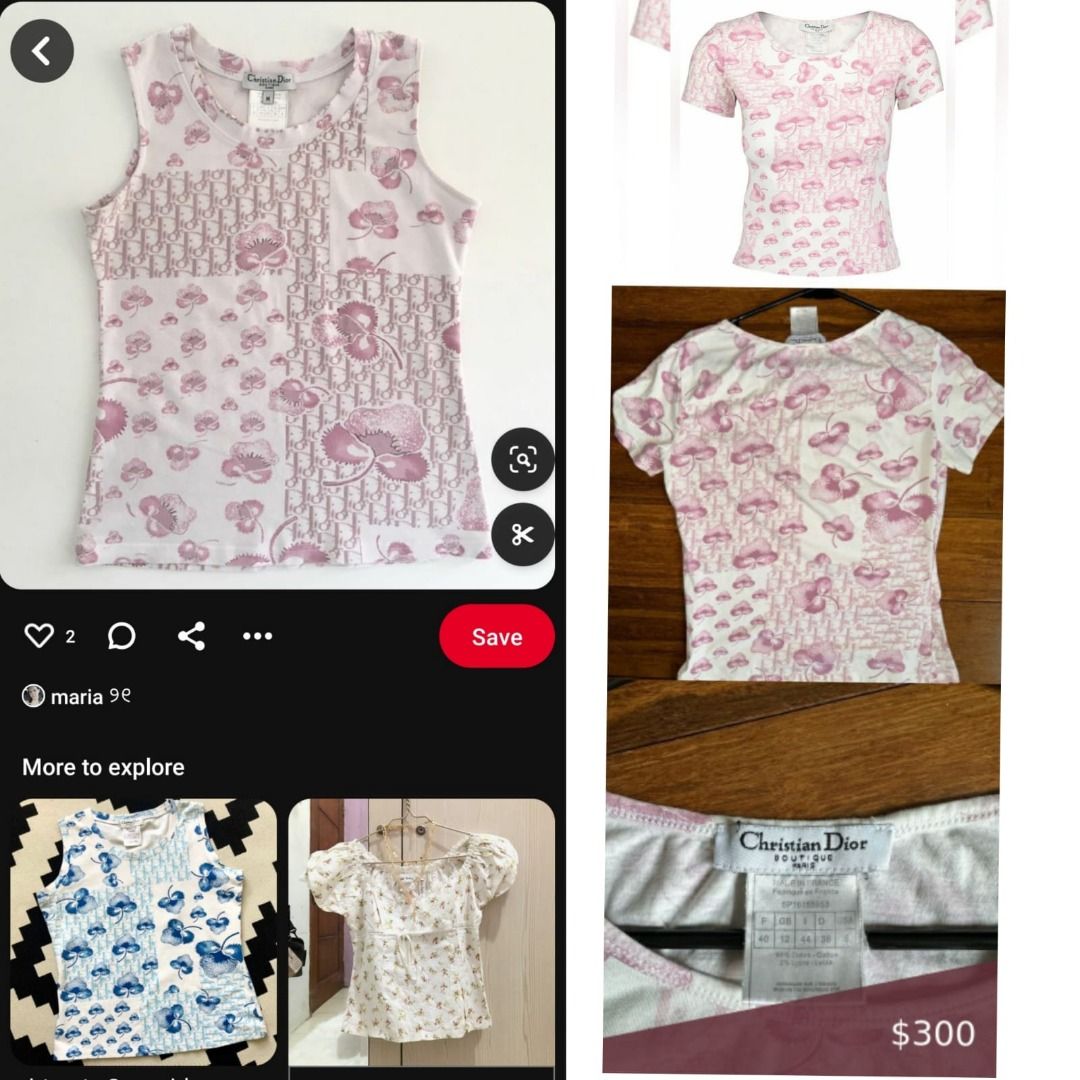 Christian Dior Vintage Floral Pink Monogram Cherry Blossom PatternShirt ...