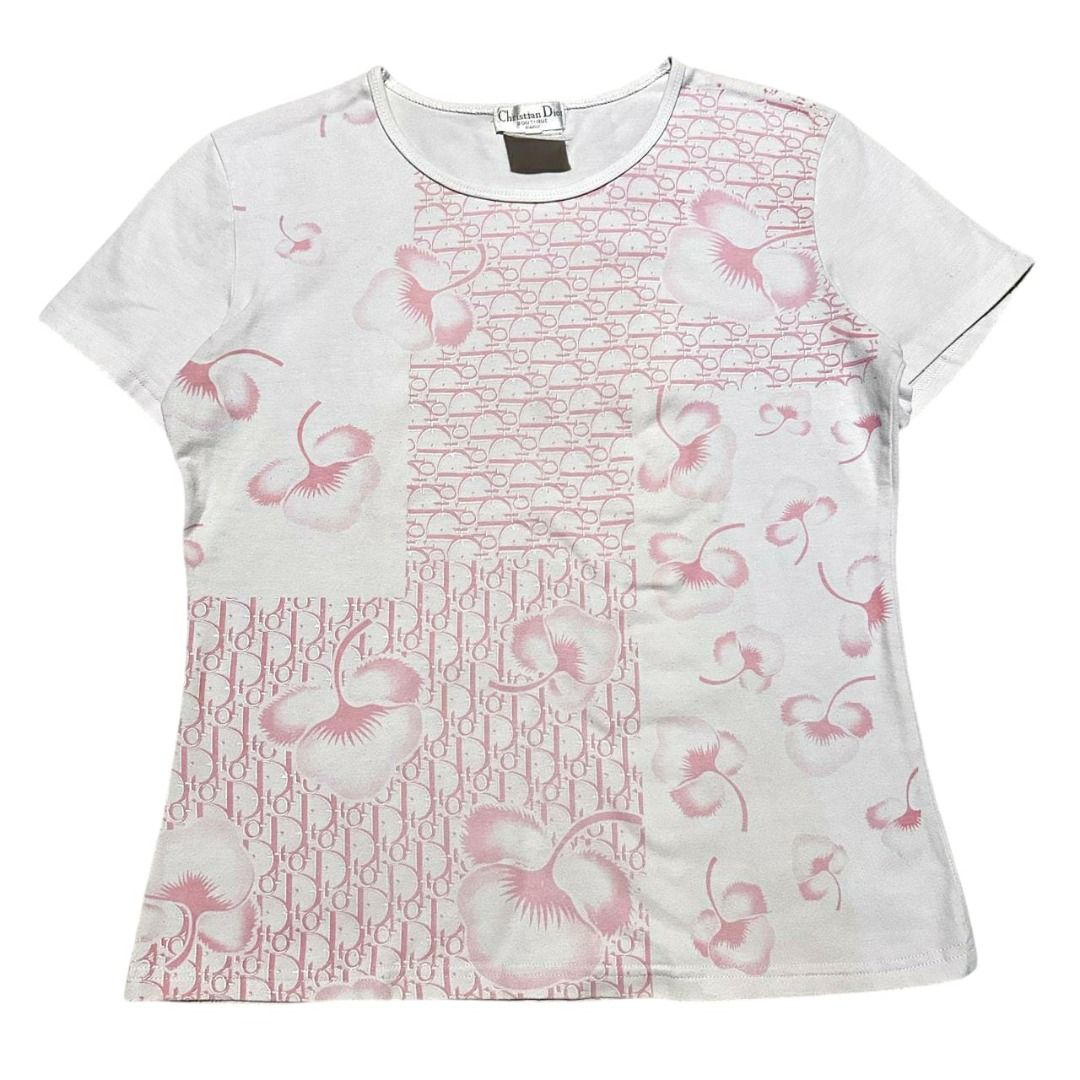 Christian Dior Vintage Floral Pink Monogram Cherry Blossom PatternShirt ...