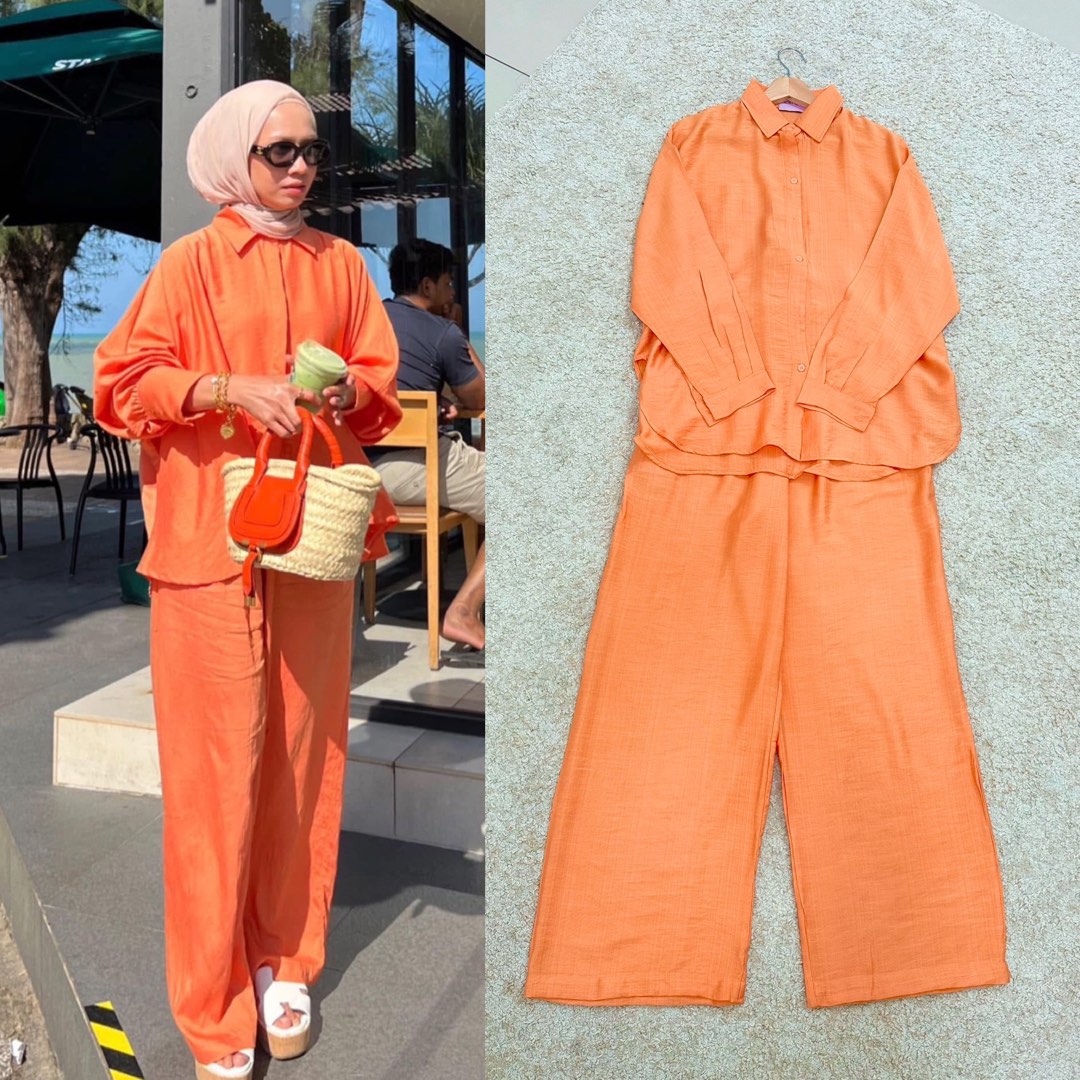Dewi Diary Ellie Set in Orange, Women's Fashion, Muslimah Fashion, Baju ...