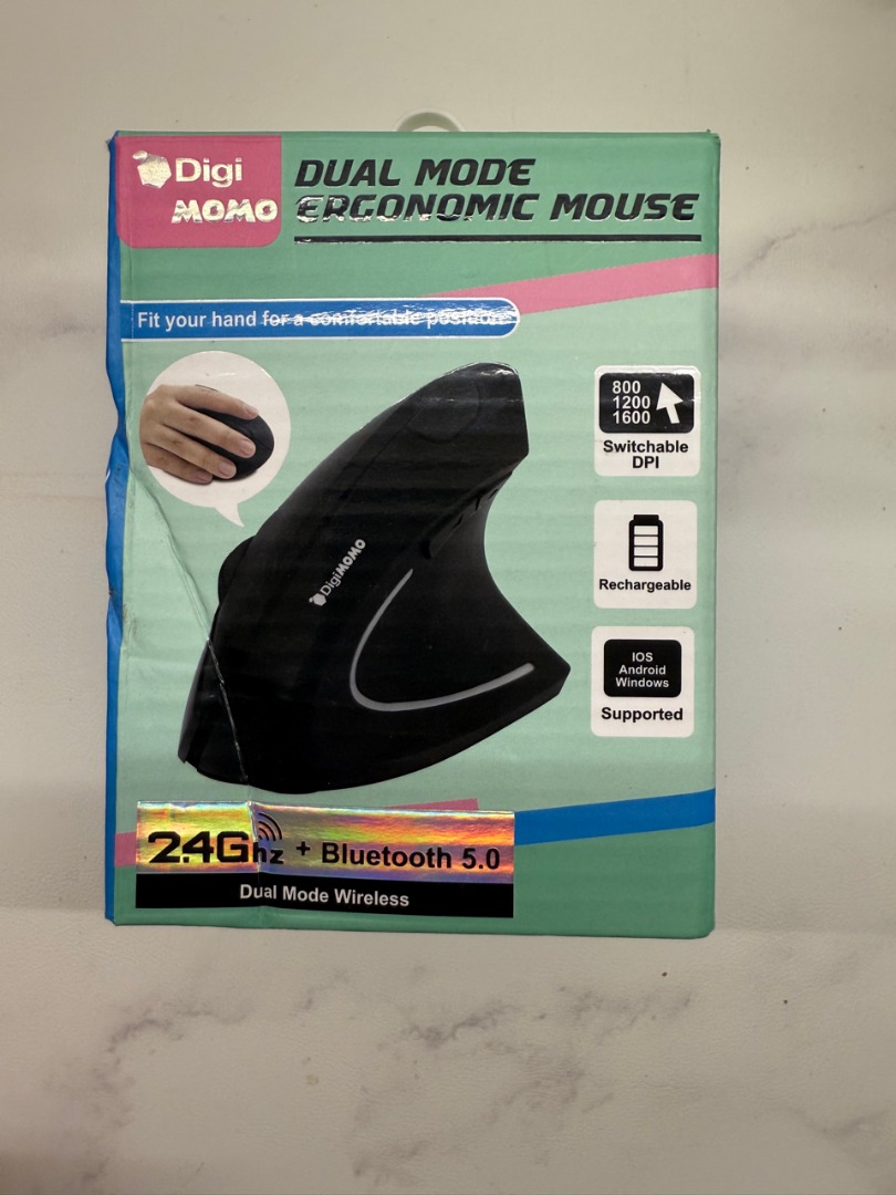 Digimomo Dual Mode Ergonomic Wireless Mouse 人體工學無線滑鼠, 電腦＆科技, 電腦周邊及配件 ...