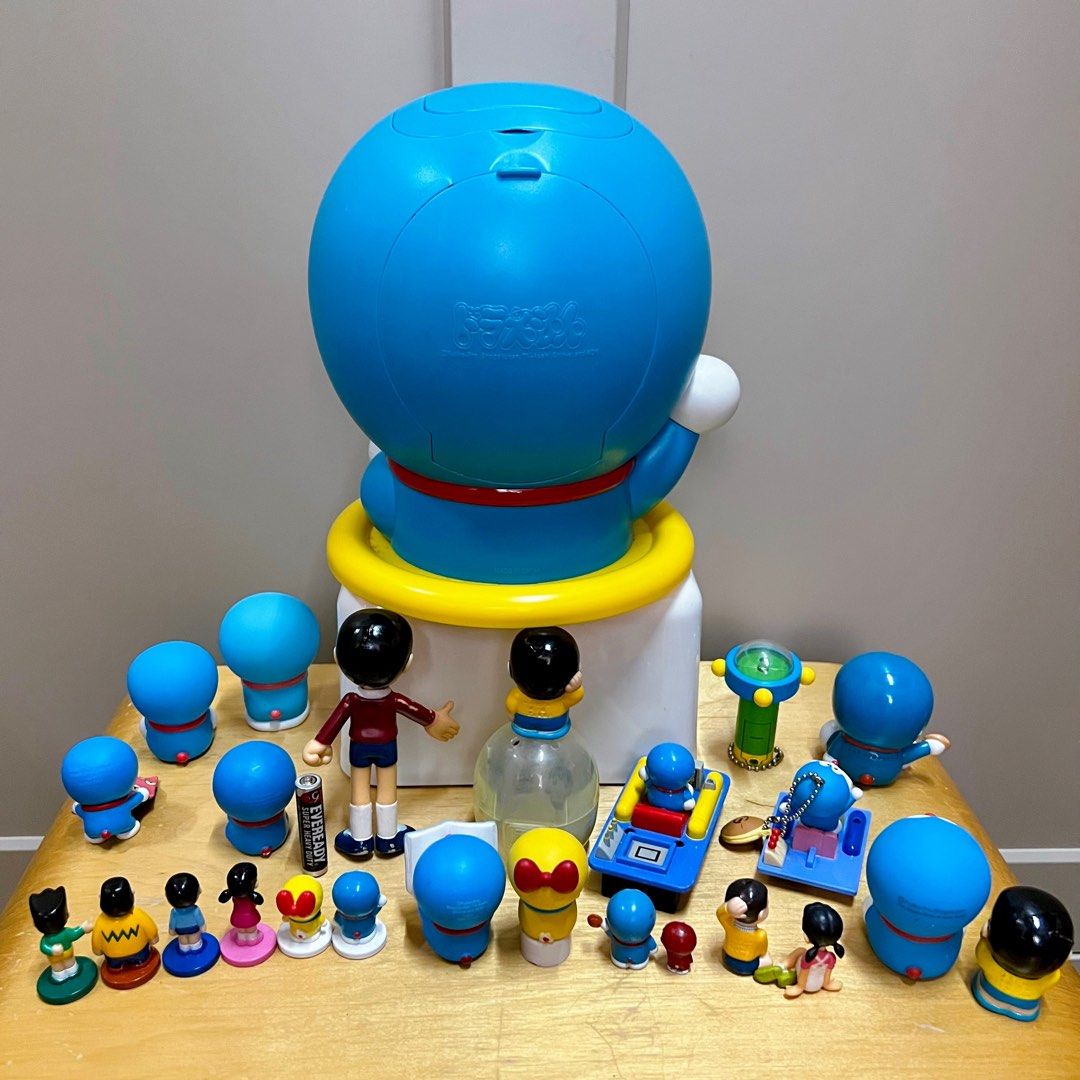 Doraemon & Friends Set Fujiko Pro Sofubi Figure Takara Tomy T-ARTS Gashapon Bucket Container ...