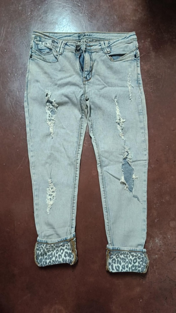 Faded denim Acid wash ripped tattered jeans distressed maong pants ...