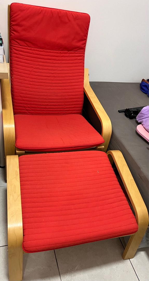 Ikea Poang Armchair & Footstool, Furniture & Home Living, Furniture ...