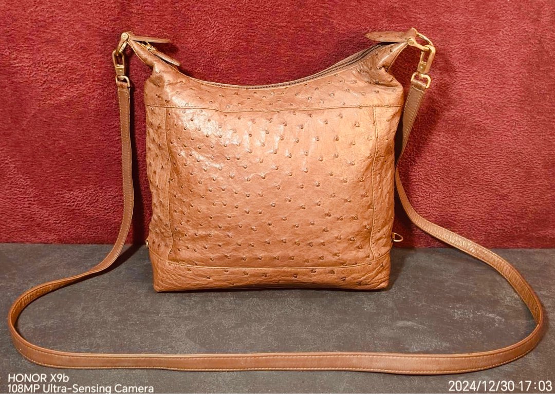 JRA Authentic Ostrich Sling Cross Body Bag Made in Japan, Luxury, Bags ...