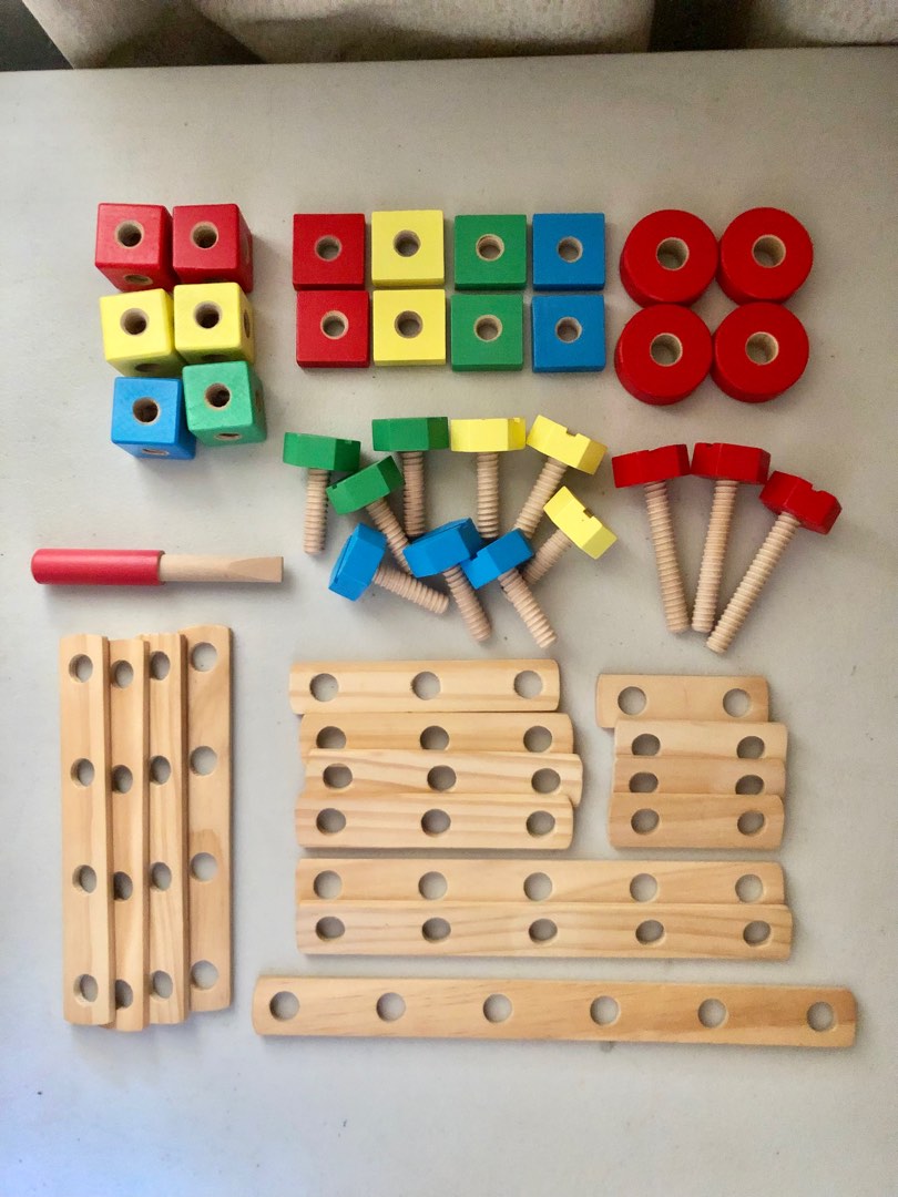 Melissa & Doug Wooden Construction Set, Hobbies & Toys, Toys & Games on ...