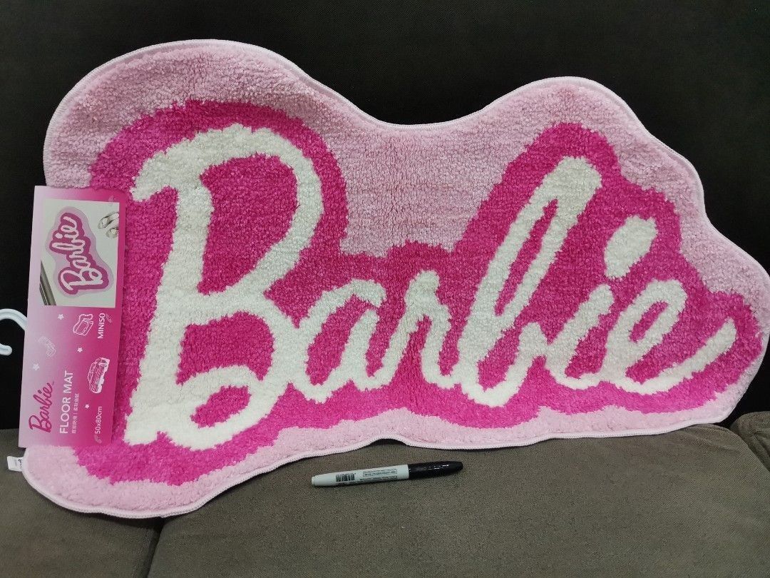 Miniso Barbie Fluffy Barbie Letter Floor Mat Carpet, Furniture & Home ...