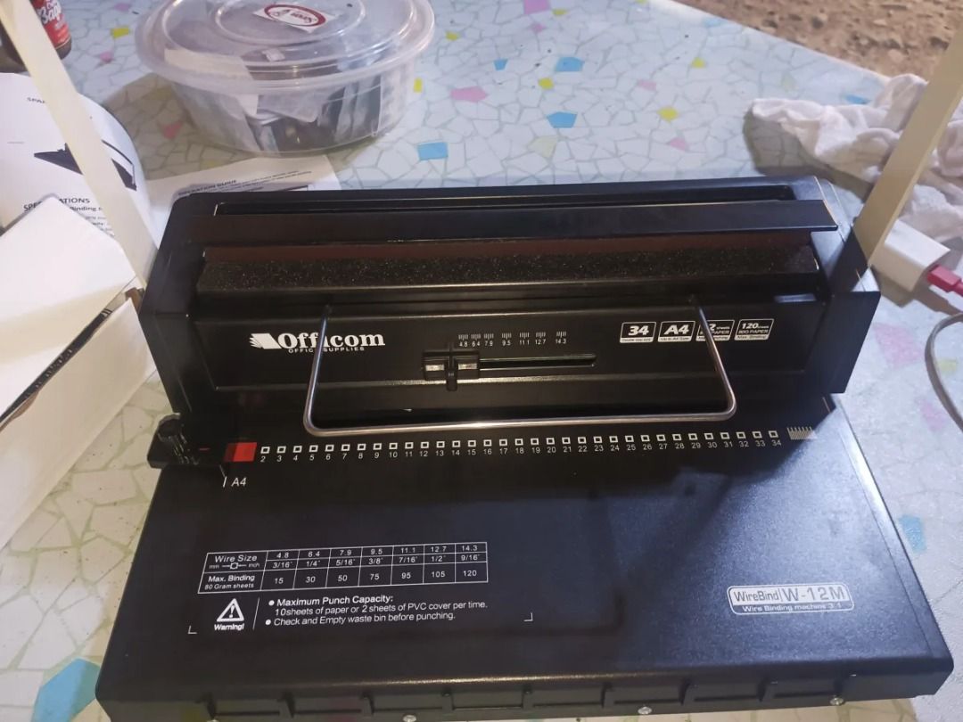 Officom W12M Wire Binding Machine A4 Size Heavy Duty 34 Holes ...