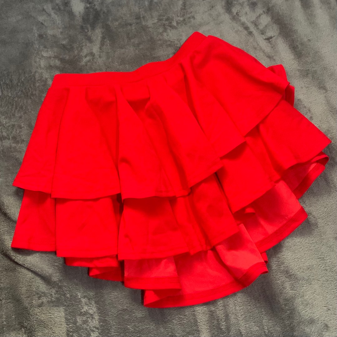 red two layer mini skirt, Women's Fashion, Bottoms, Skirts on Carousell
