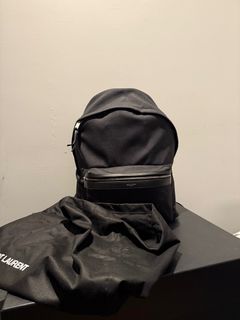 YSL Saint Laurent Nylon Denim Classic Hunting Backpack Black Light Blue ...