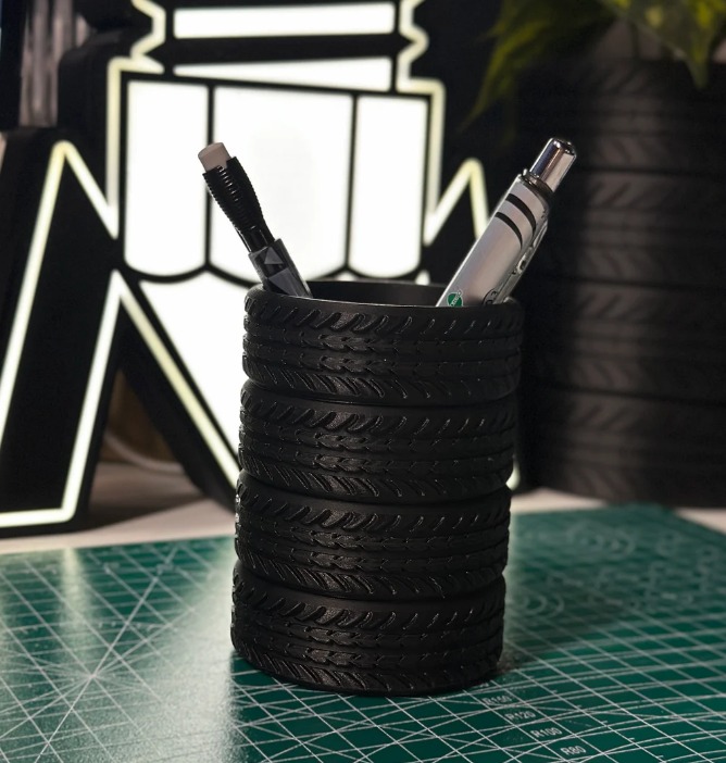 Tire Stack stationary Pen Cup container, Furniture & Home Living, Home ...