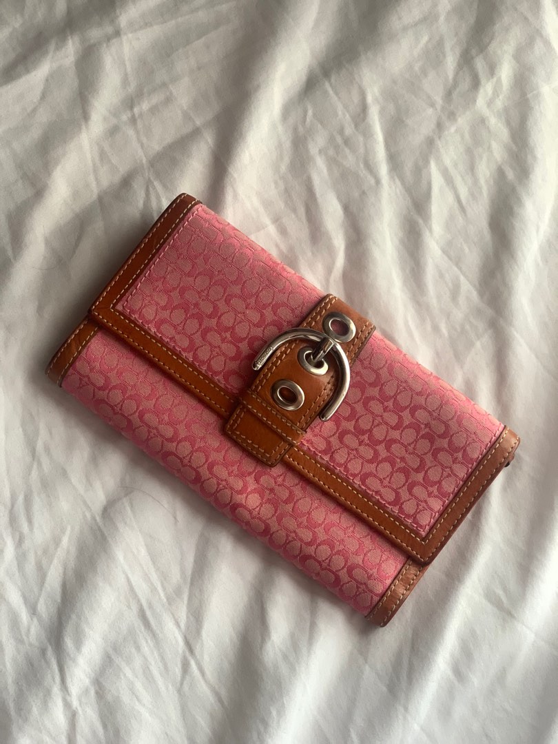 Vintage Coach Signature Wallet in Soho Pink Canvas Leather Trifold ...