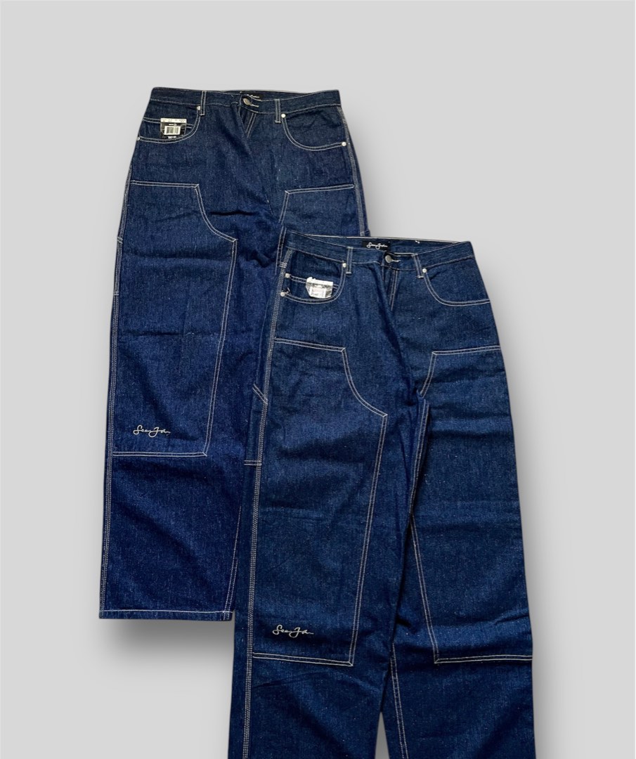Y2K Sean John Double Knee Carpenter Baggy Denim Jeans, Men's Fashion ...