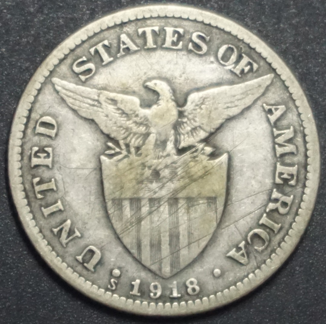1918 S USPI 50 Centavos Silver Coin #1, Hobbies & Toys, Memorabilia ...