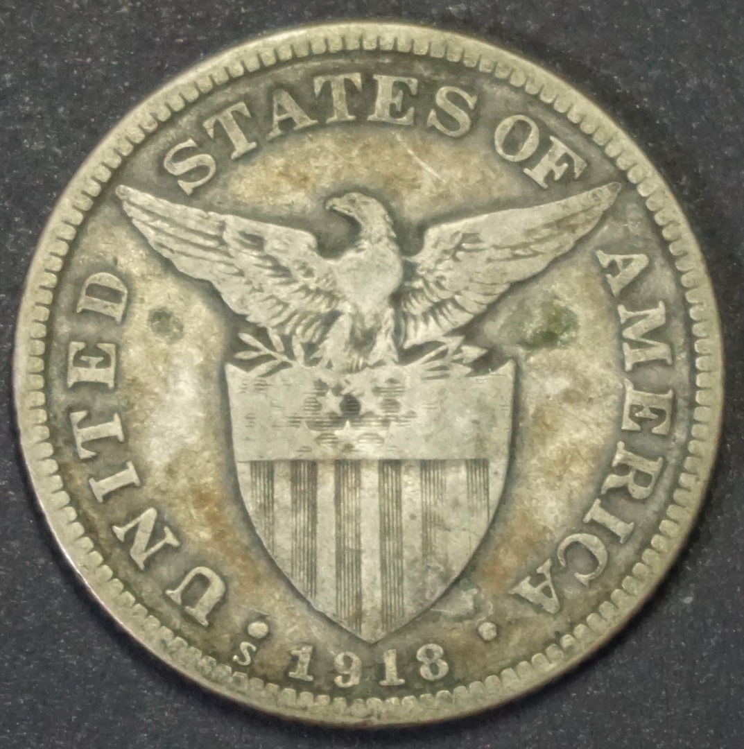 1918 S USPI 50 Centavos Silver Coin #2, Hobbies & Toys, Memorabilia ...