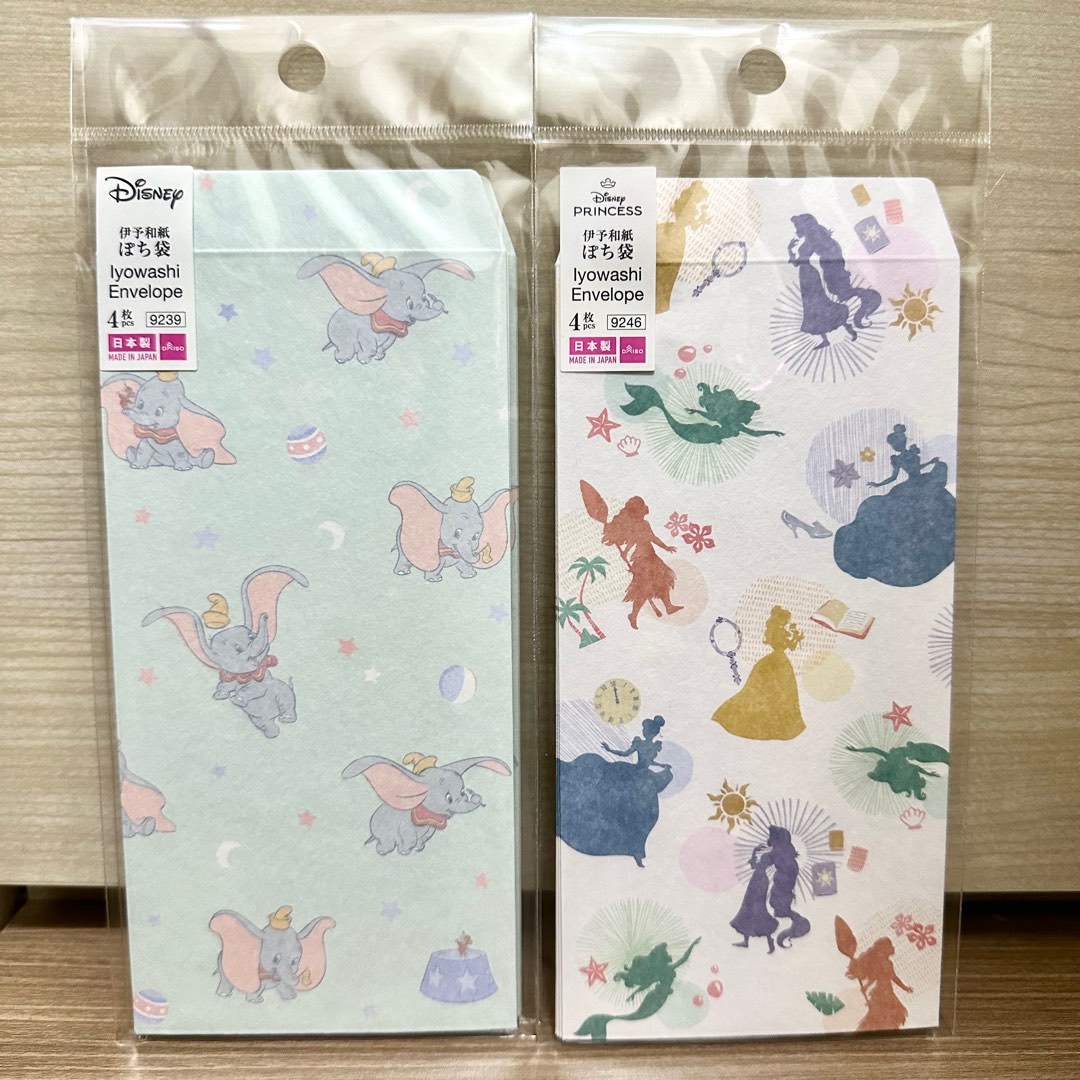 (日本製) 和紙 利是封 Disney 迪士尼 Dumbo 小飛象 / 公主系列 (Ariel / Aurora / Belle ...