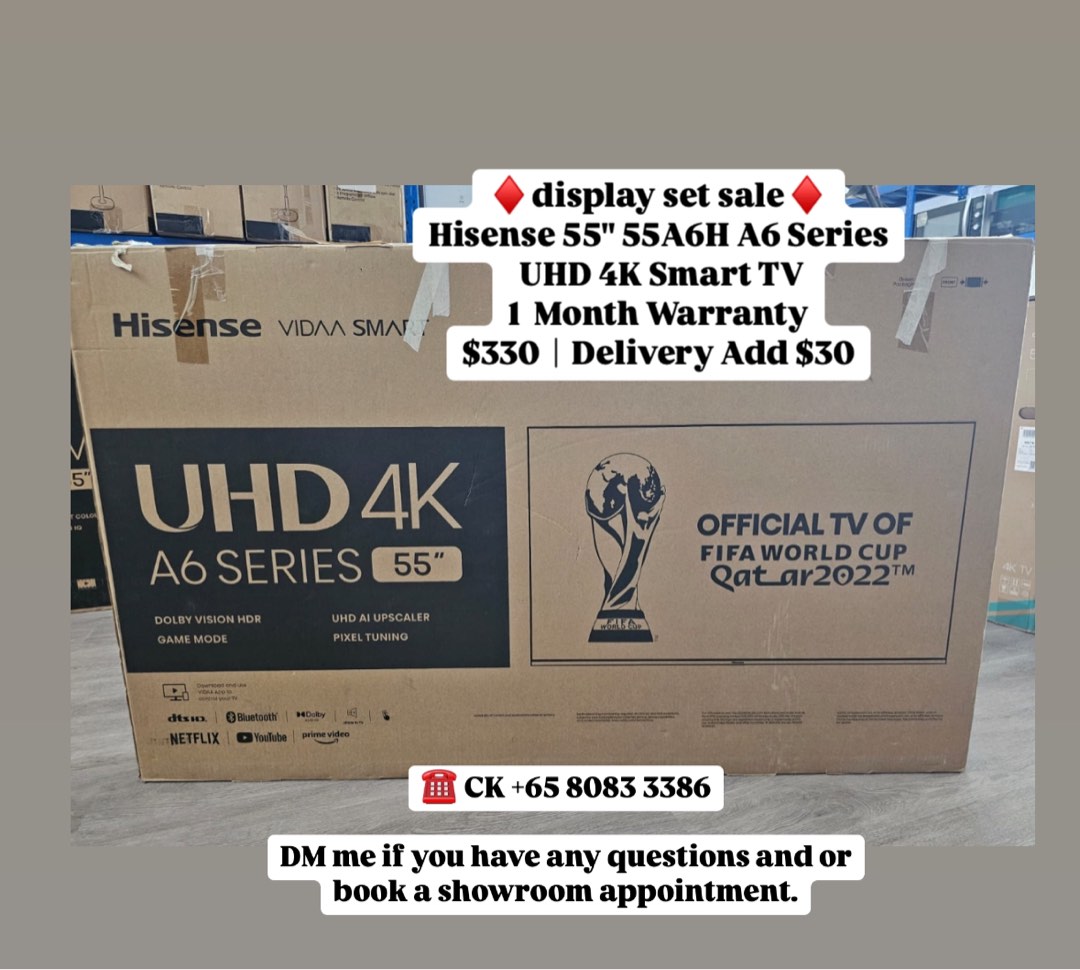 Hisense 55” 55A6H A6 Series UHD 4K Smart TV | Dolby Vision HDR | Game ...