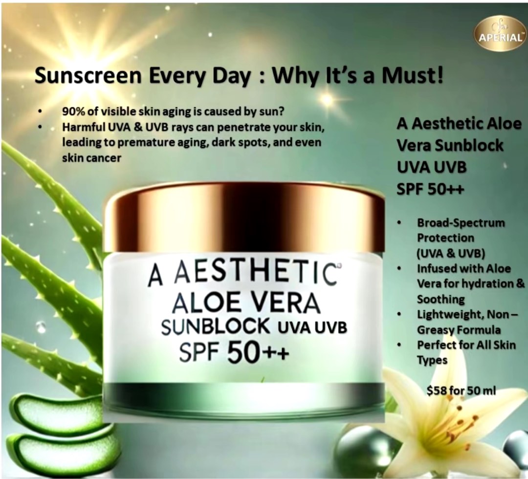 A Aesthetic Aloe Vera Sunblock UVA UVB SPF 50++ Non Greasy 50 ml ...
