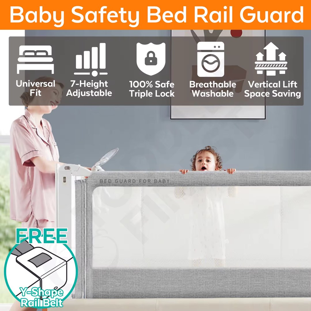 Baby bed rail guard fence - toddler children safety bedrail side bed ...
