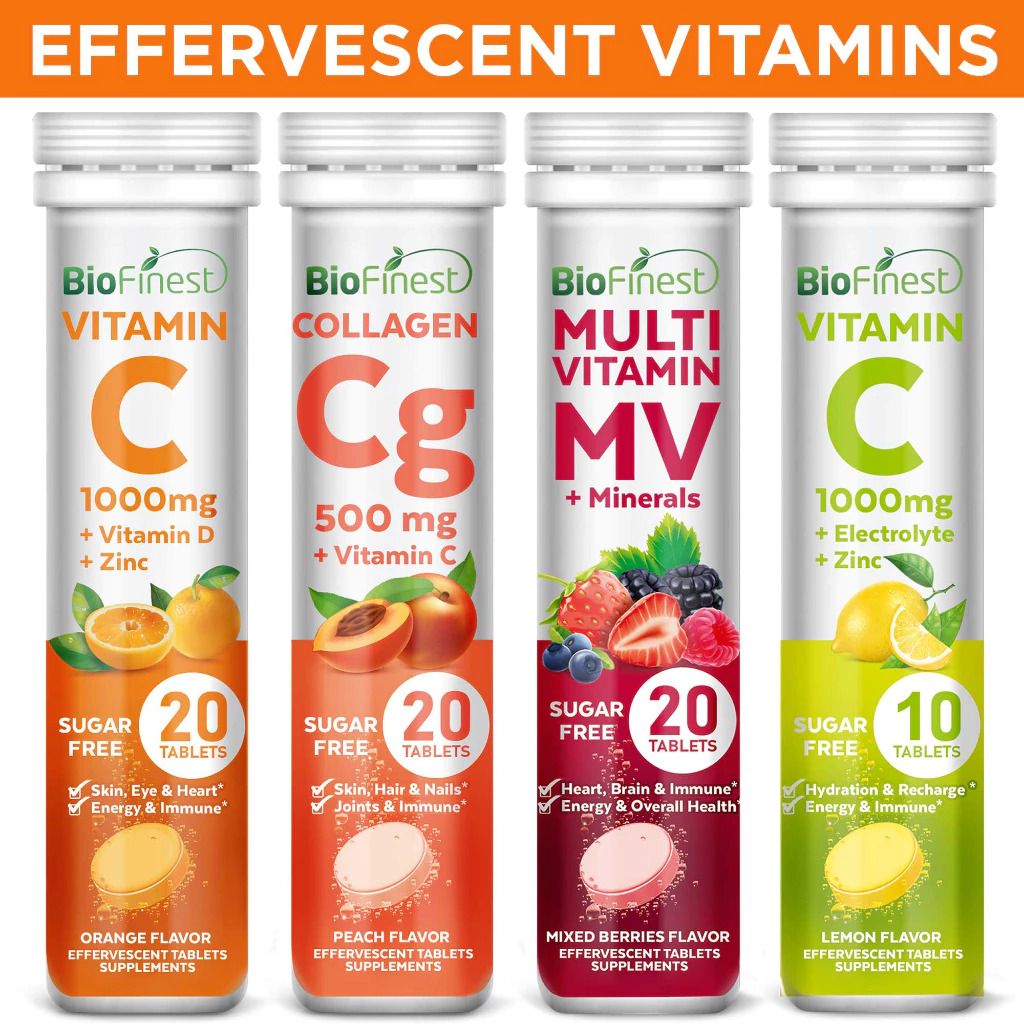 Biofinest Effervescent Vitamin C 1000mg D3 Zinc Collagen Multivitamin ...