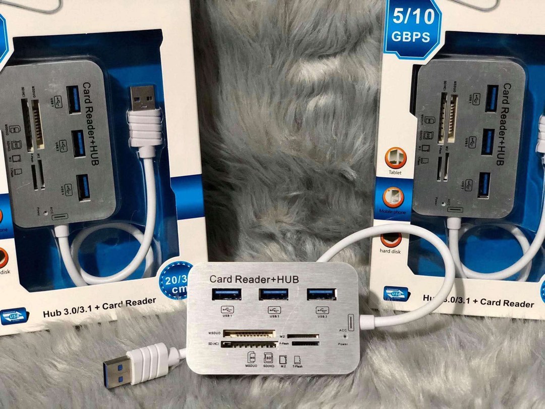 CARD READER ALL IN ONE USB AND TYPE C PORT EXTENSION USB HUB SD/ TF ...